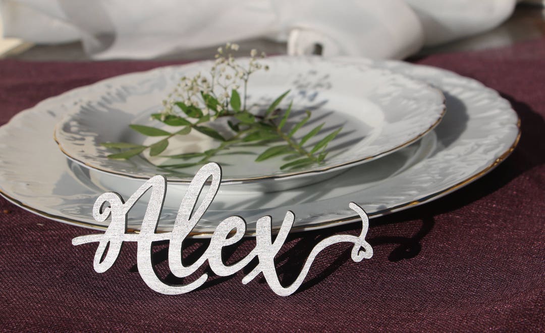 Laser Cut Wood Wedding Name Signs/silver Painted Custom Laser Cut ...