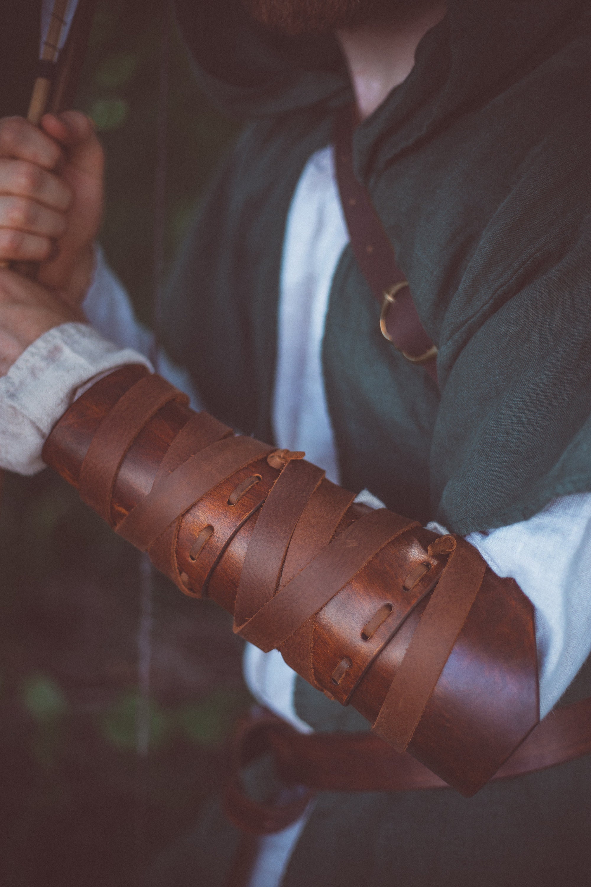 Leather Wrap Bracers - Pair - Etsy