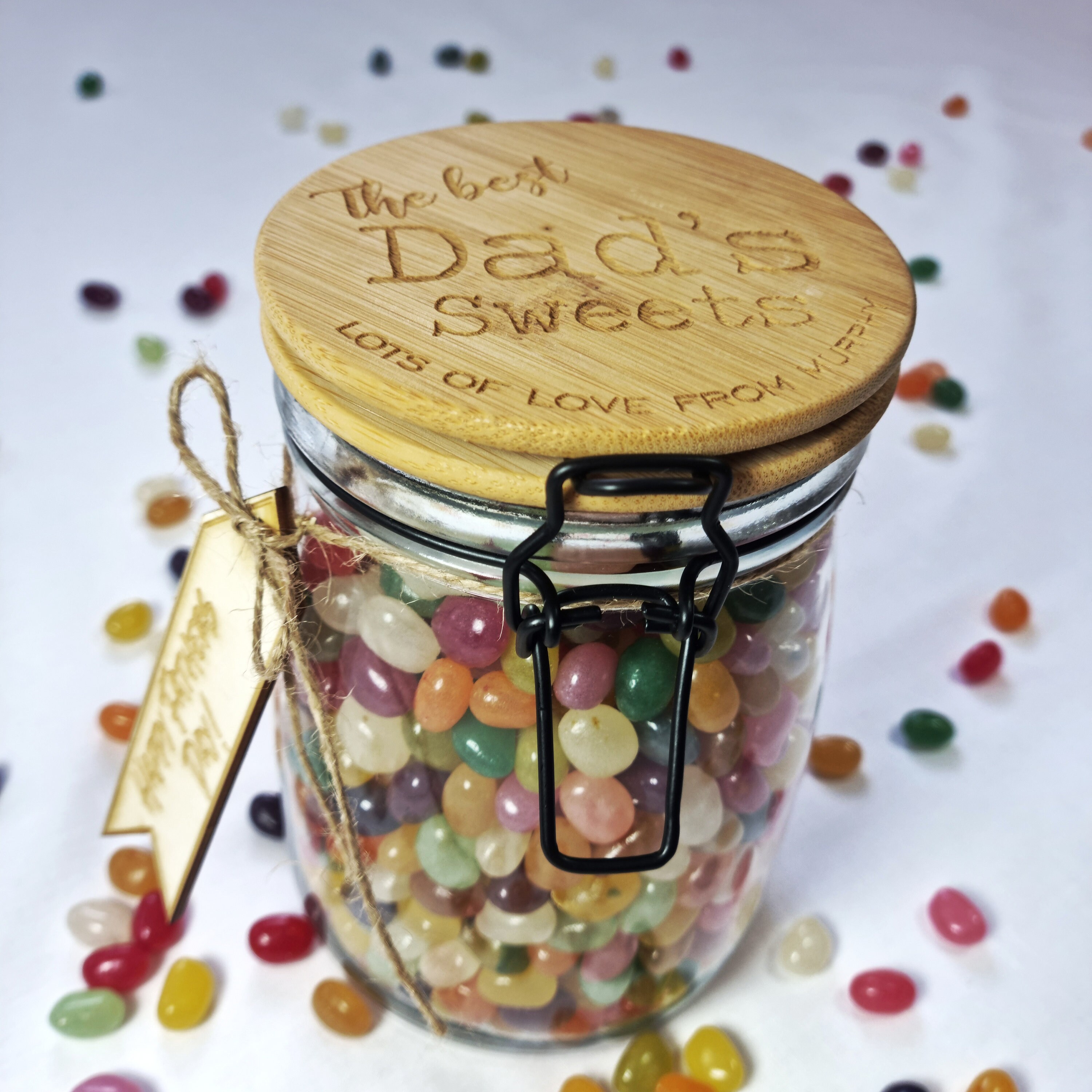 Personalized Bamboo Sweet Jar Customizable Glass Container for Sweets ...