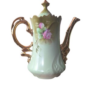 Lefton Heritage Green Hand Painted Rose Teapot / Coffee Pot - Etsy