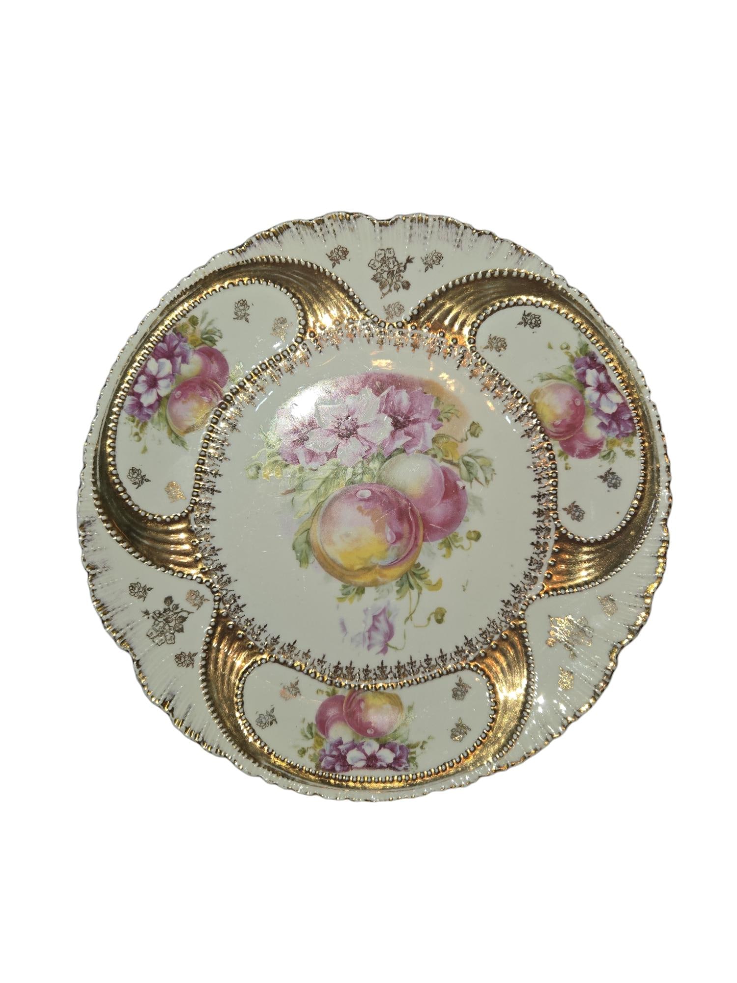 Antique Austrian China Plate With Pink and Gold Fruit and Floral Design ...