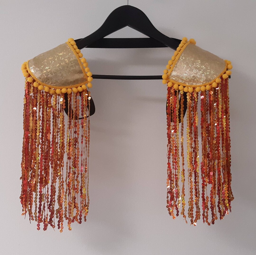 RAY OF LIGHT - Red, Orange and Gold Sequin Fringe Epaulettes ...
