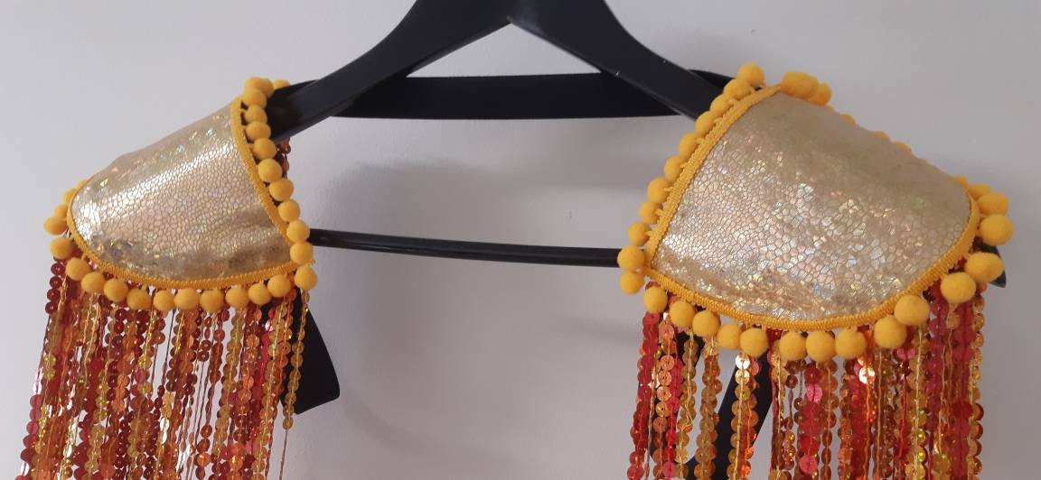RAY OF LIGHT - Red, Orange and Gold Sequin Fringe Epaulettes ...