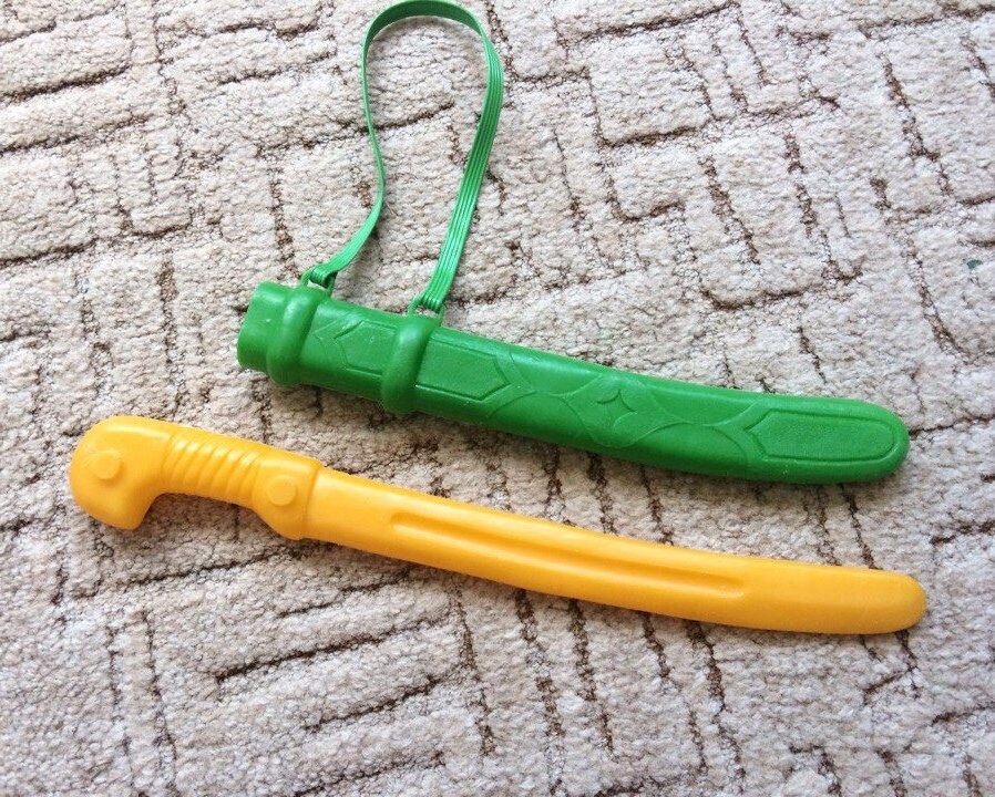 Plastic kid child sword toy USSR small green-yellow blade toy | Etsy
