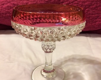 Red glass candy dish | Etsy