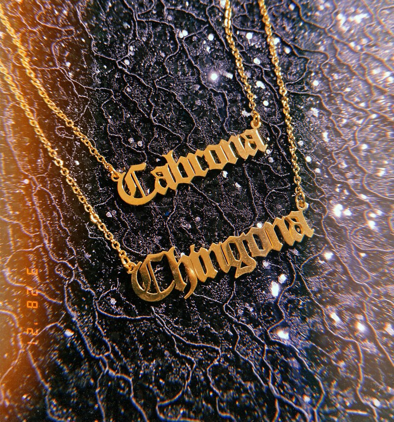 Chingona & Cabrona Old English Necklace - Etsy