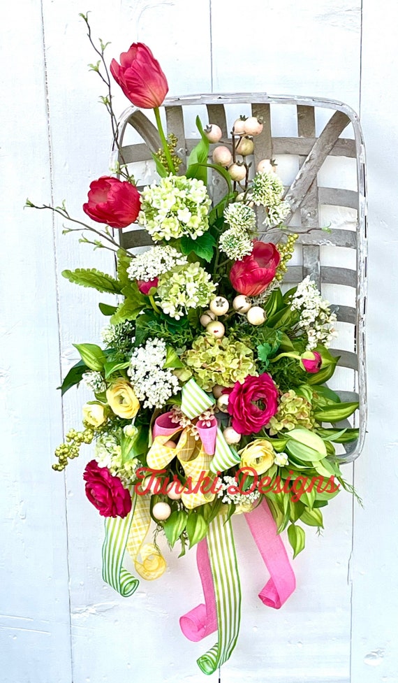 Tobacco Basket Floral Decor Summer Wreath Tabasco Basket - Etsy