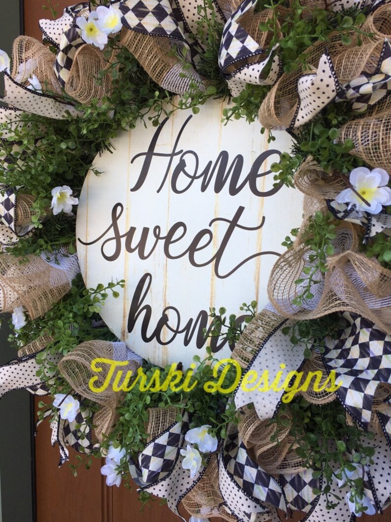 Home Sweet Home Wreath Spring Wreath Rustic Wreath Spring | Etsy