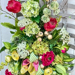 Tobacco Basket Floral Decor, Summer Wreath, Tabasco Basket Wall Decor ...