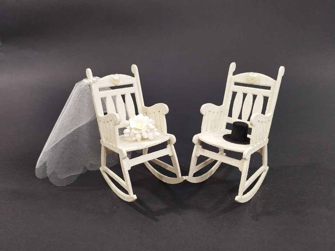 Wedding Cake Topper, Rocking Chairs Cake Topper, Winter Theme Cake ...