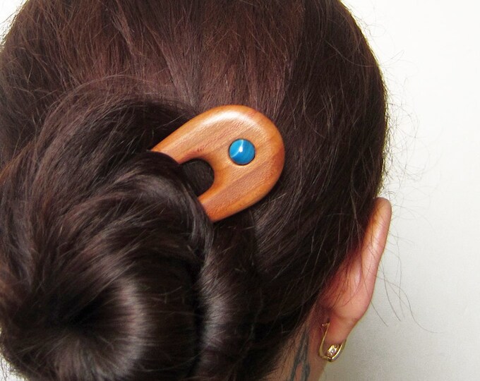 Wooden Hair Fork Hairfork Wood Hair Stick 2 Prong Blue - Etsy