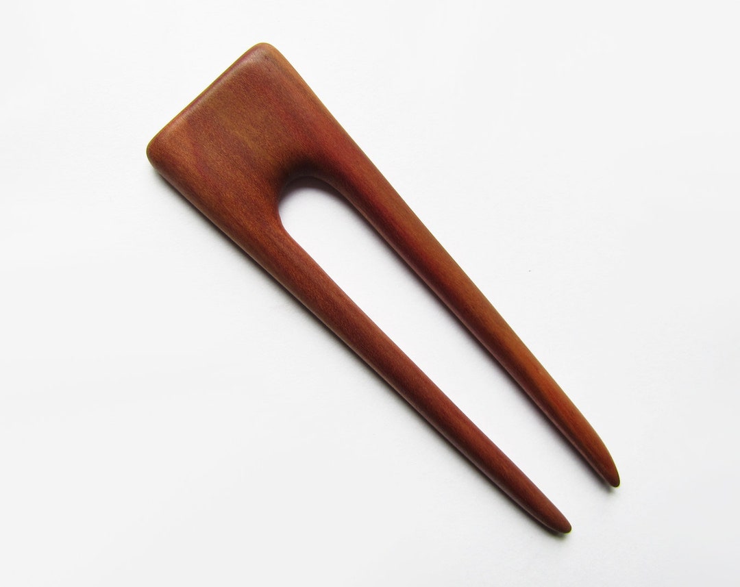 Wooden Hair Fork, Hairfork, Wood, Hair Stick, 2 Prong, Plum Wood ...
