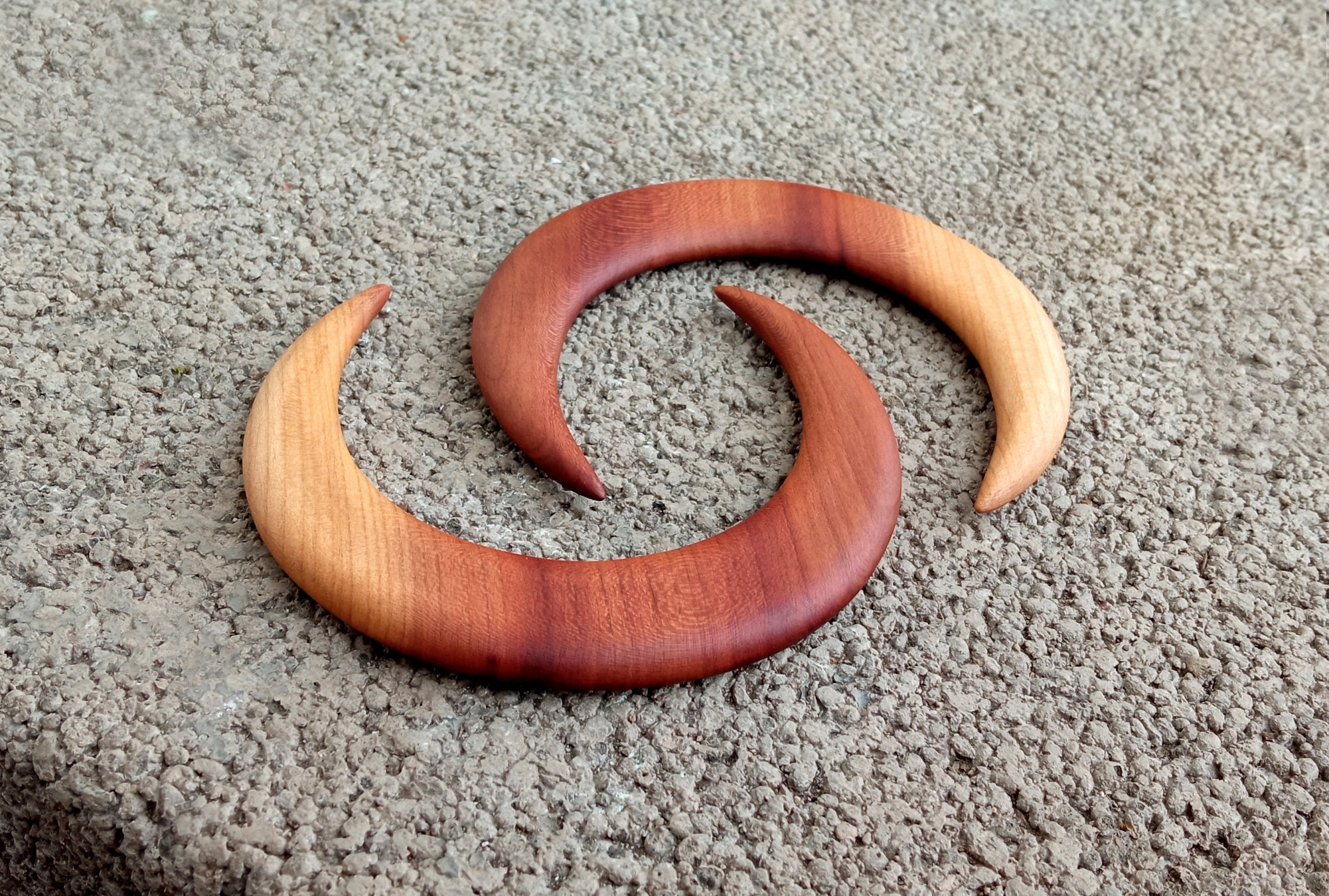 Large Wooden Hair Moon, Plum Wood, Moon Fork, Hair Stick Moon, Bun ...