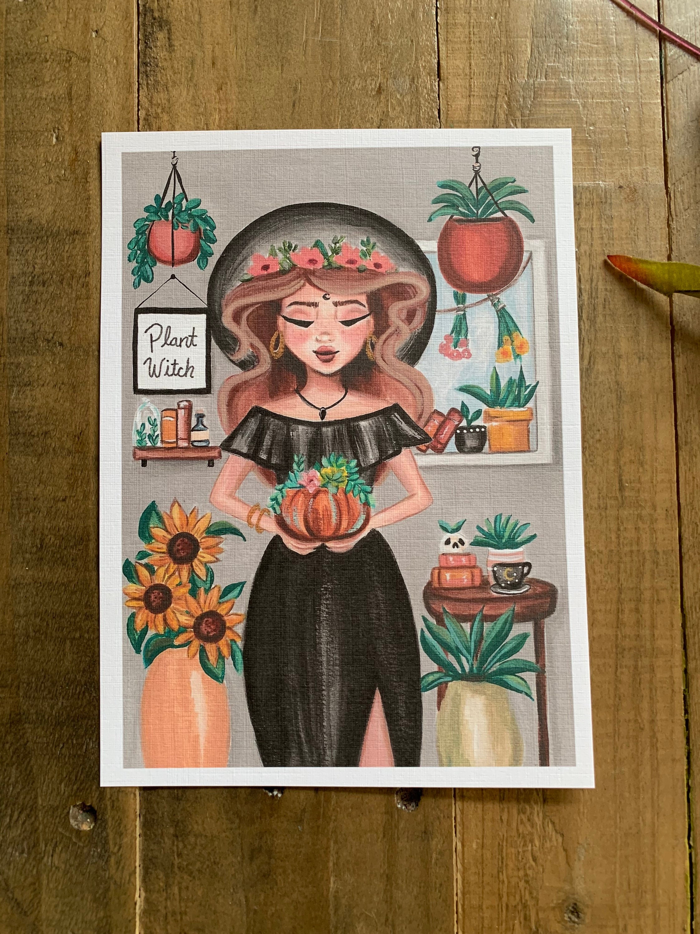 Plant witch art print 5X7 | Etsy