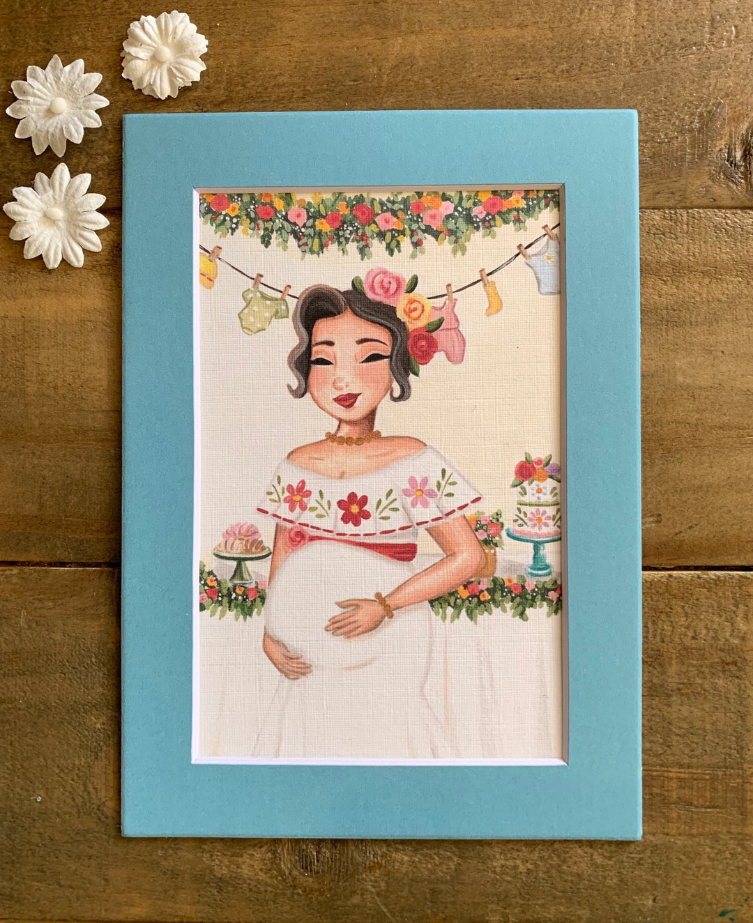 Welcome Baby Art Print With Blue Photo Mat - Etsy