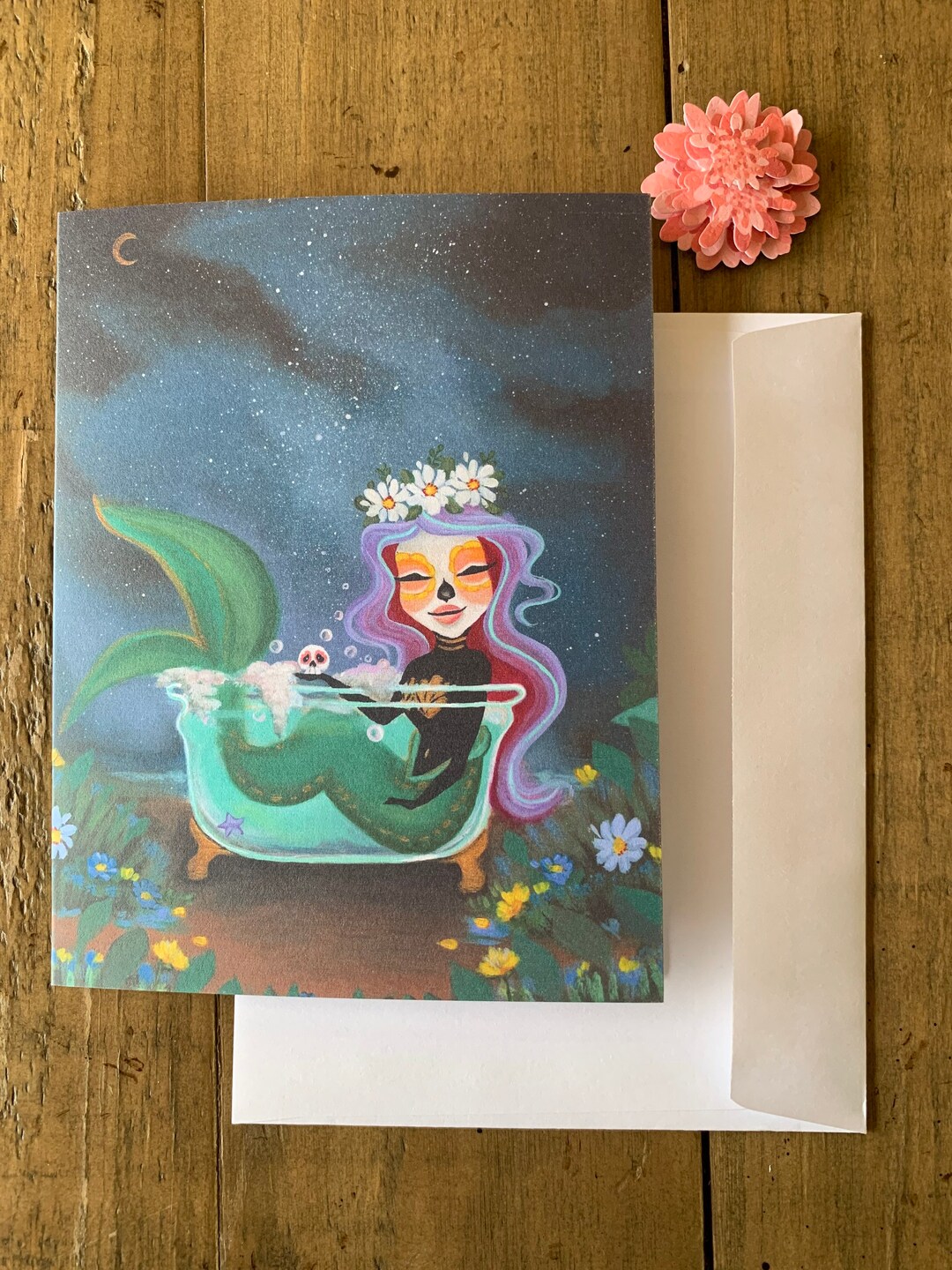 Moonlight Mermaid Note Card - Etsy