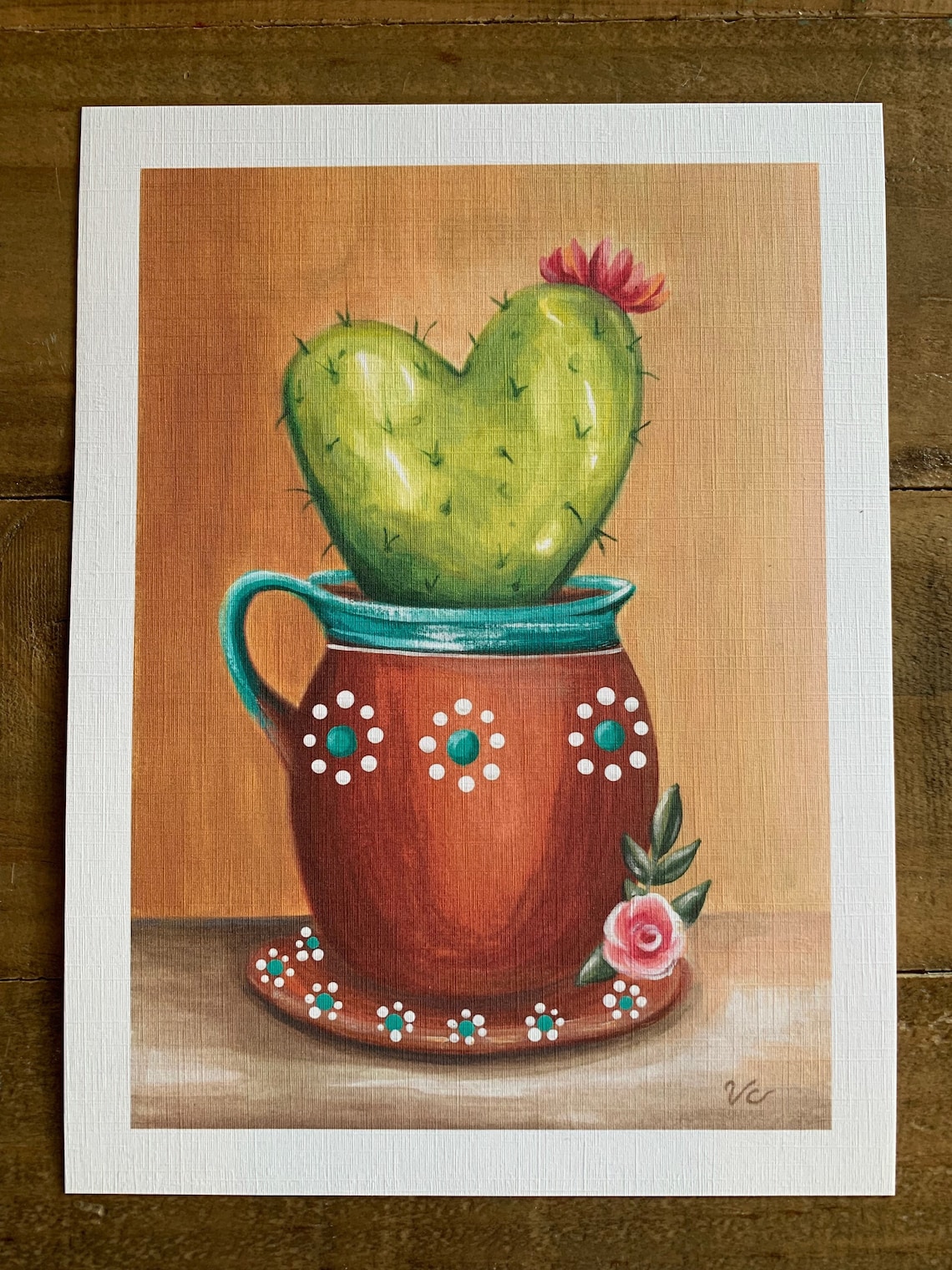 Heart Shaped Nopal Art Print matted - Etsy