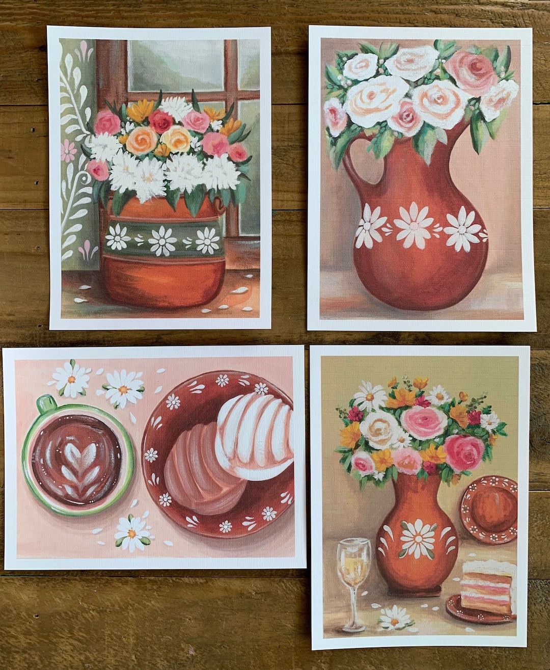 Four Pack Floral Art Print Set - Etsy