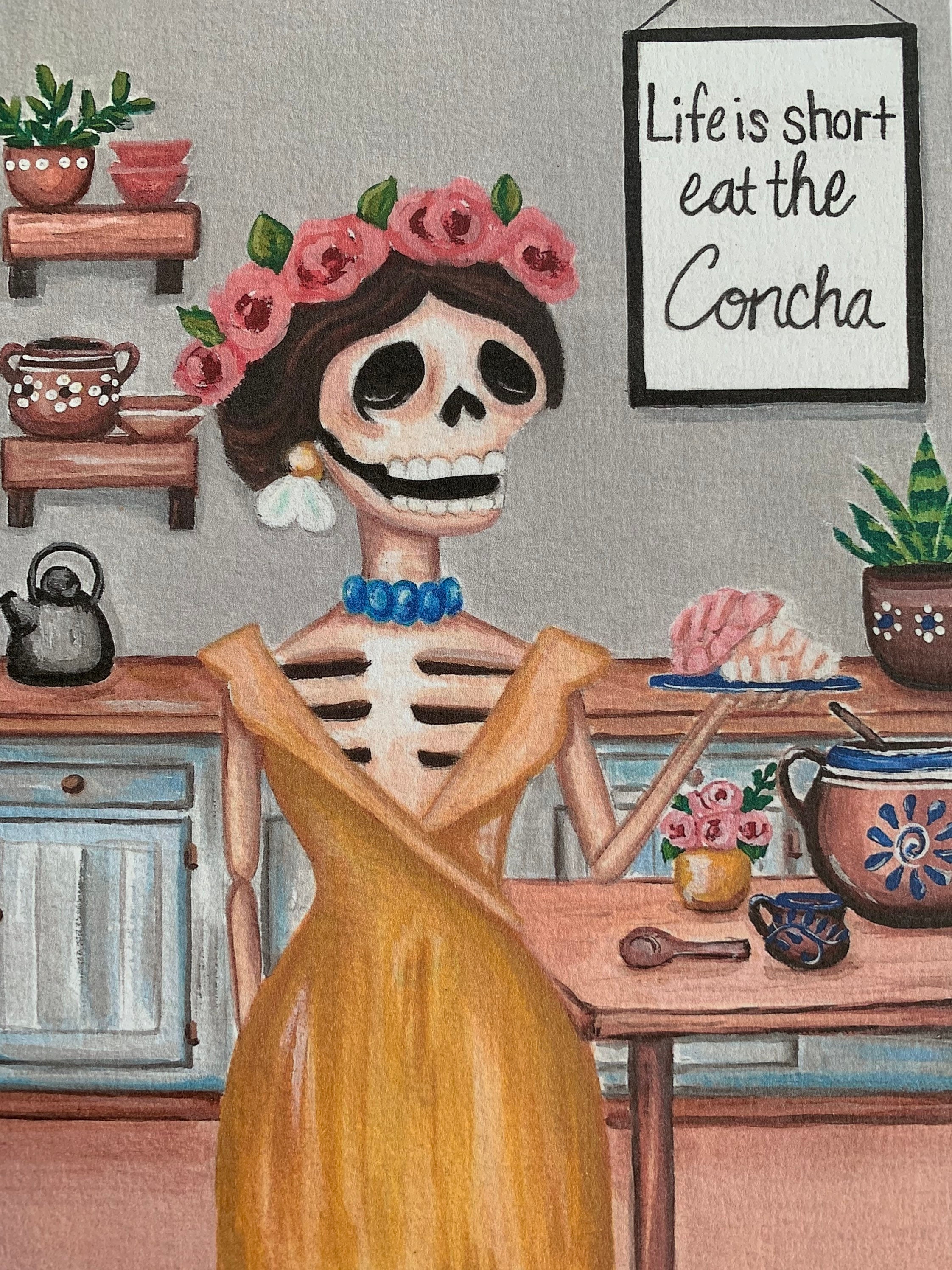 Life is Short Eat the Concha Art Print matted - Etsy