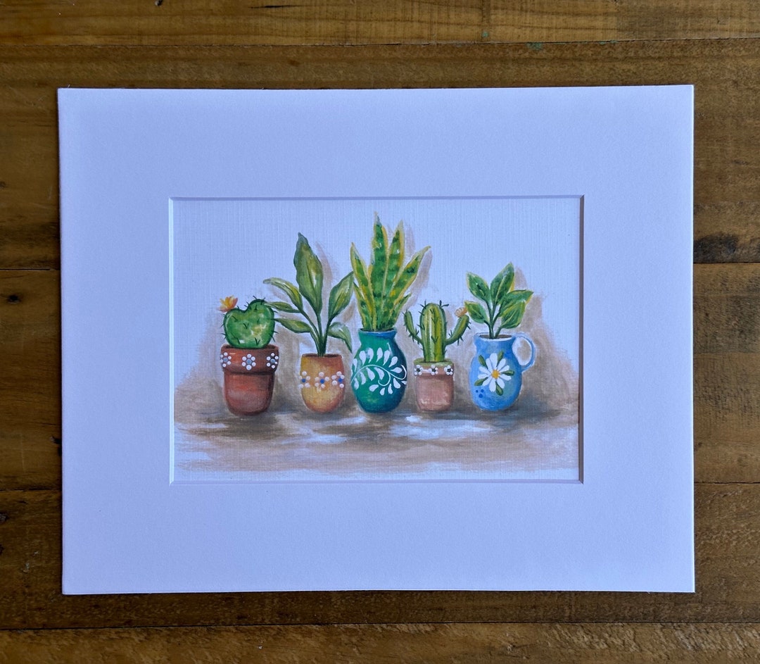 Five Potted Plants Art Print (matted) - Etsy