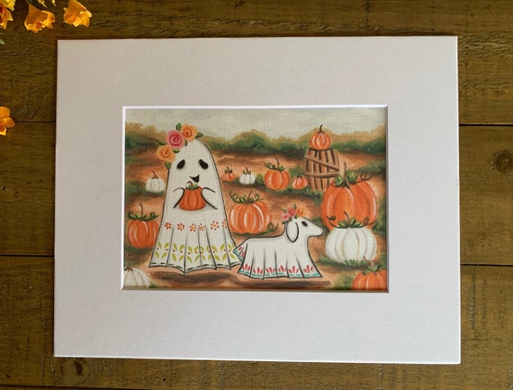 Pumpkin Patch Art Print With White Photo Mat - Etsy