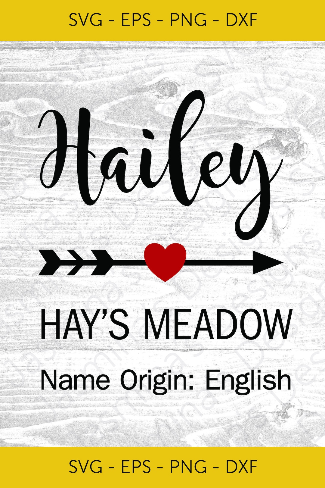Hailey Name Meaning, Digital Download, Image Cut File, for Iron-ons ...