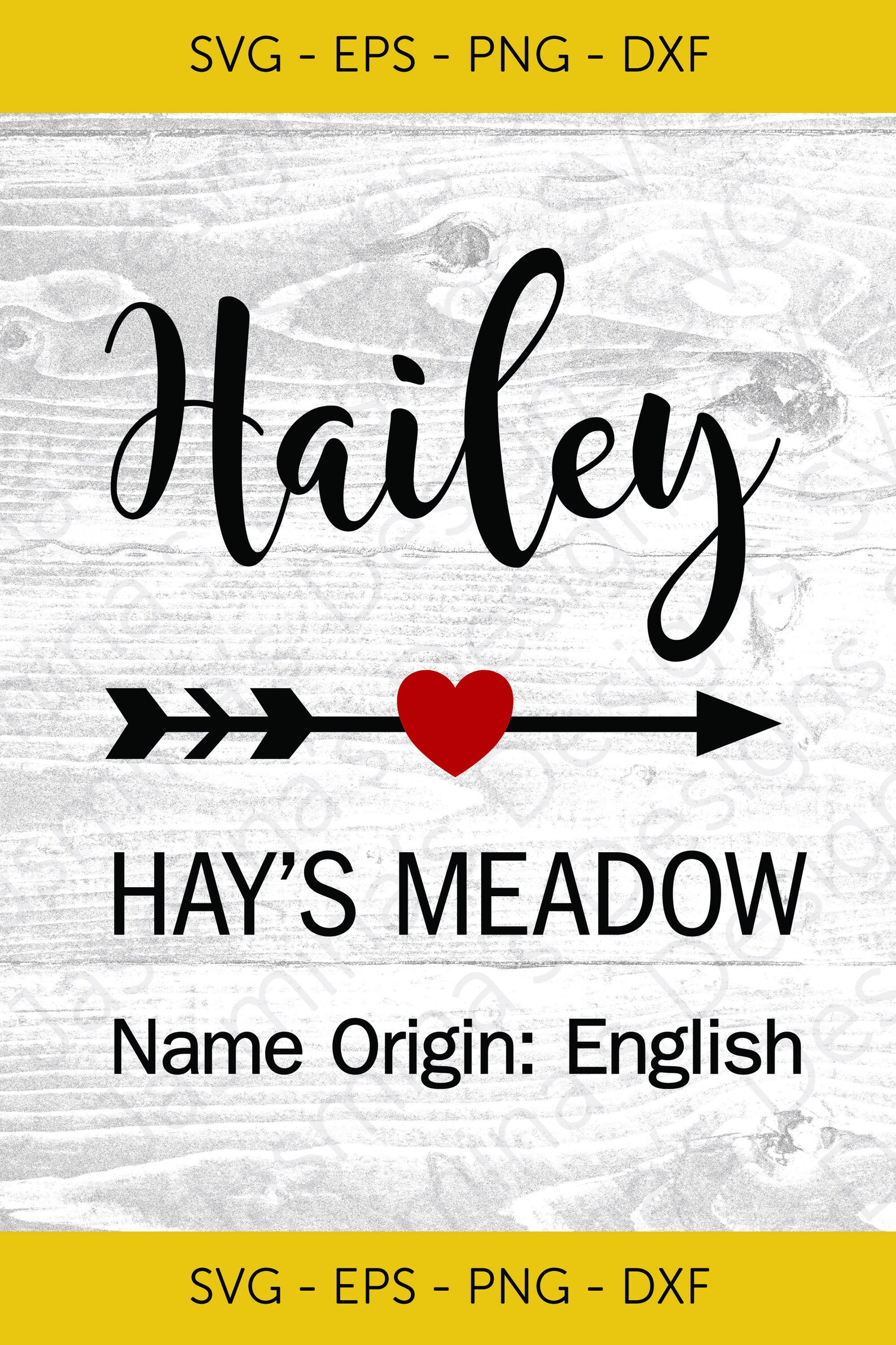 Hailey Name Meaning, Digital Download, Image Cut File, for Iron-ons ...
