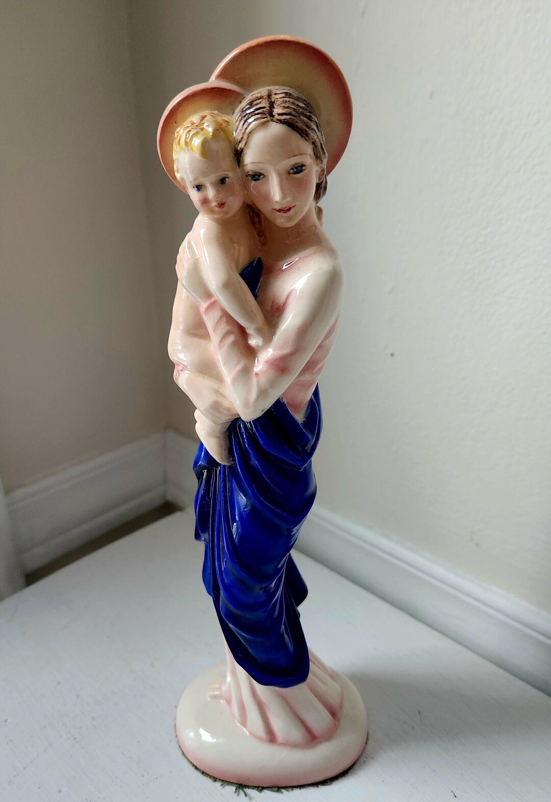 Rare Statue of Mary and Jesus....glazed Porcelain...great Condition ...