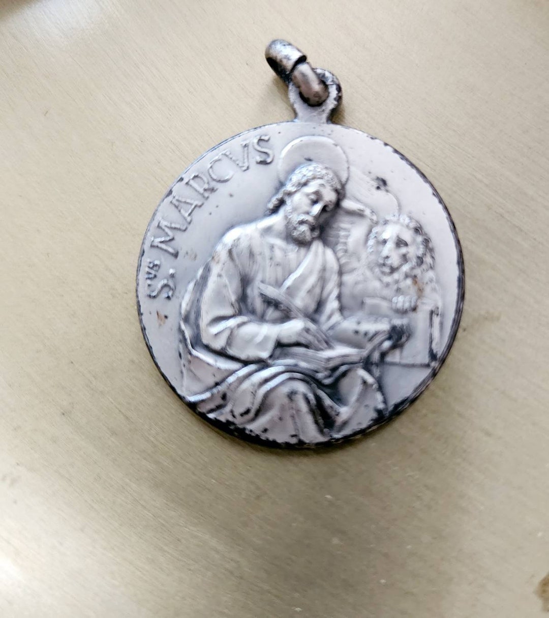 Vintage Saint Mark Medal...midcentury...vintage...evangelist...free ...