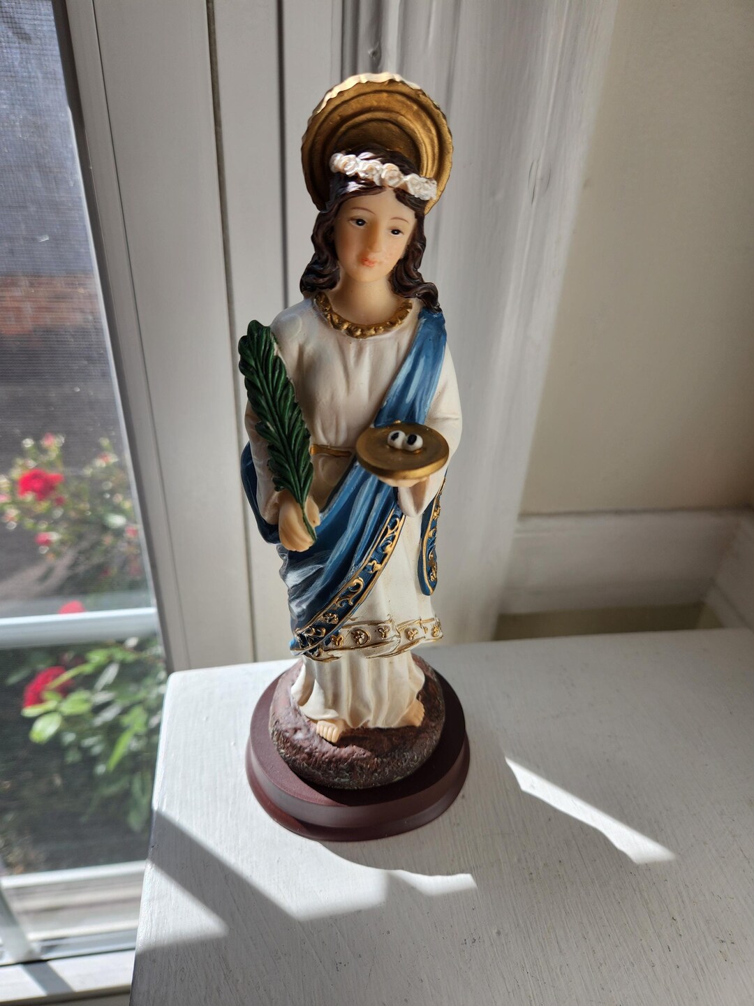 Saint Lucy Florentine Statue...8...great Condition....resin...fig Leaf ...