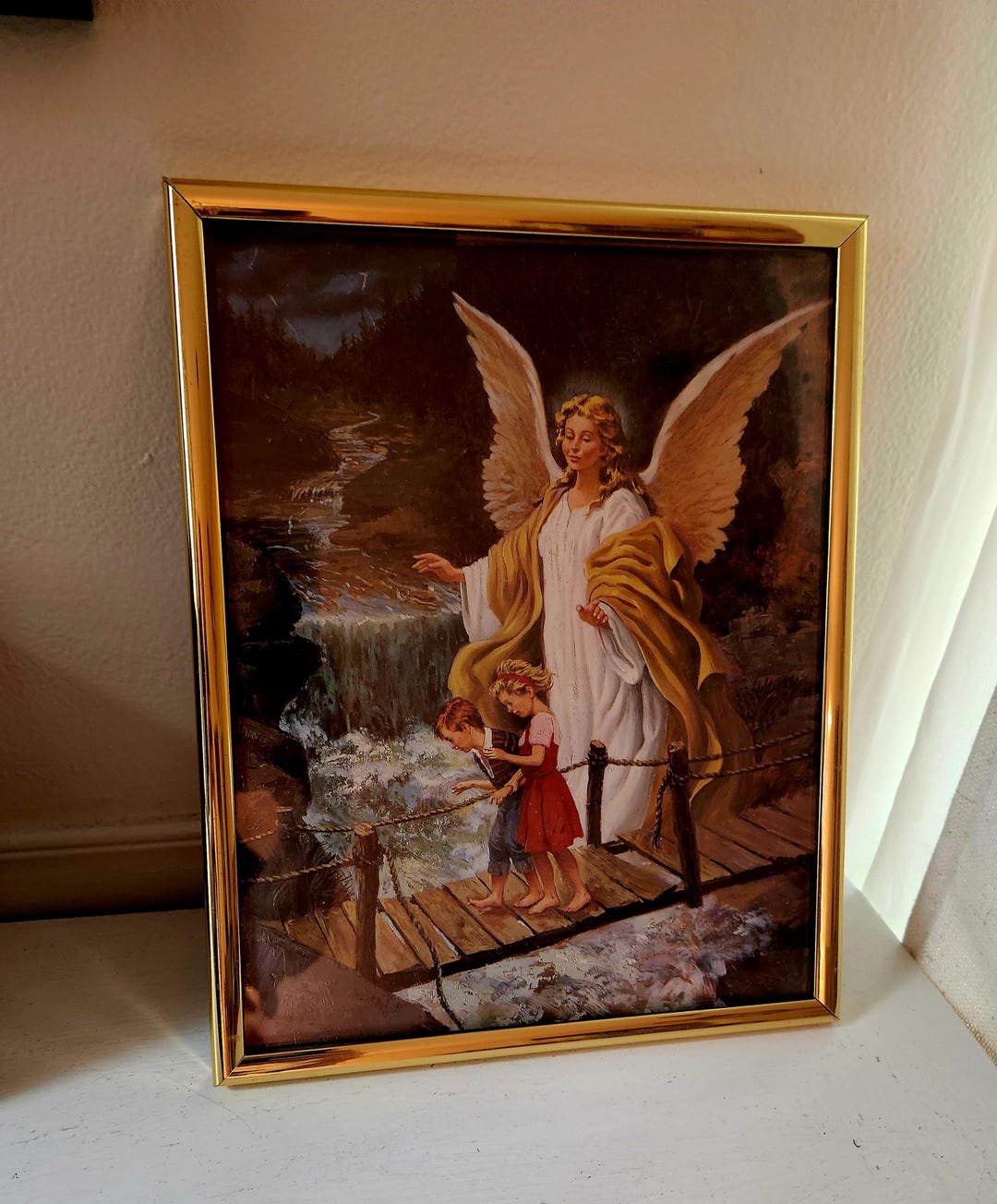 Picture of Guardian Angel and Children...crossing Bridge...vintage ...