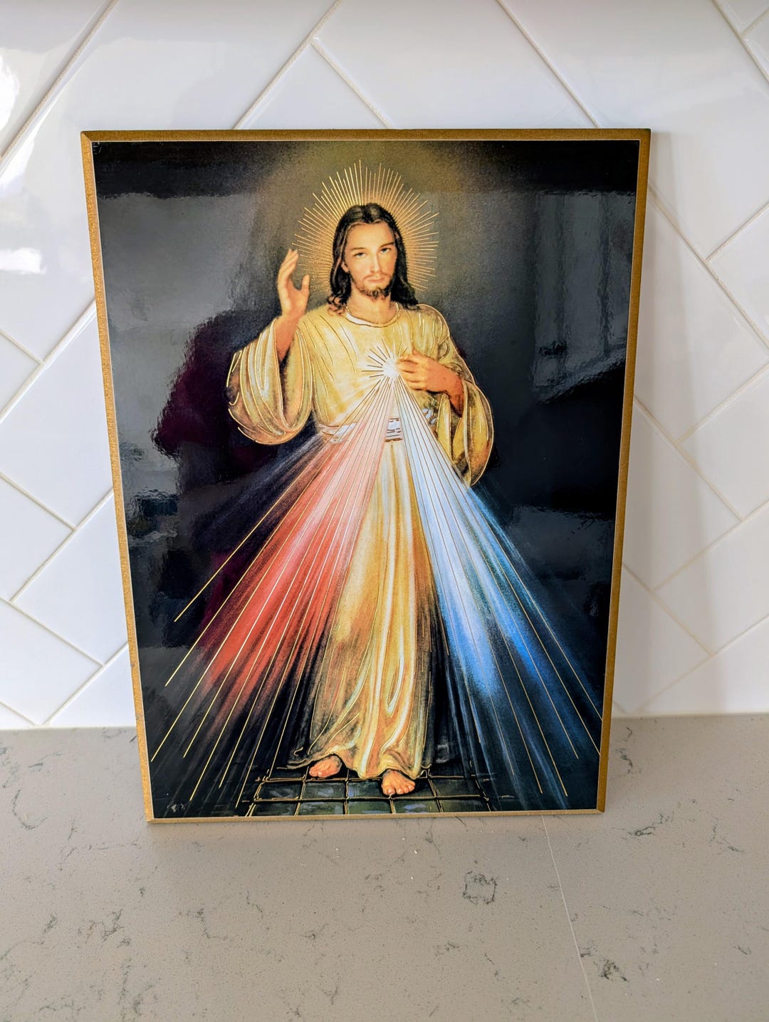 Large Divine Mercy Picture...wooden Plaque....11 by 16....luminous ...