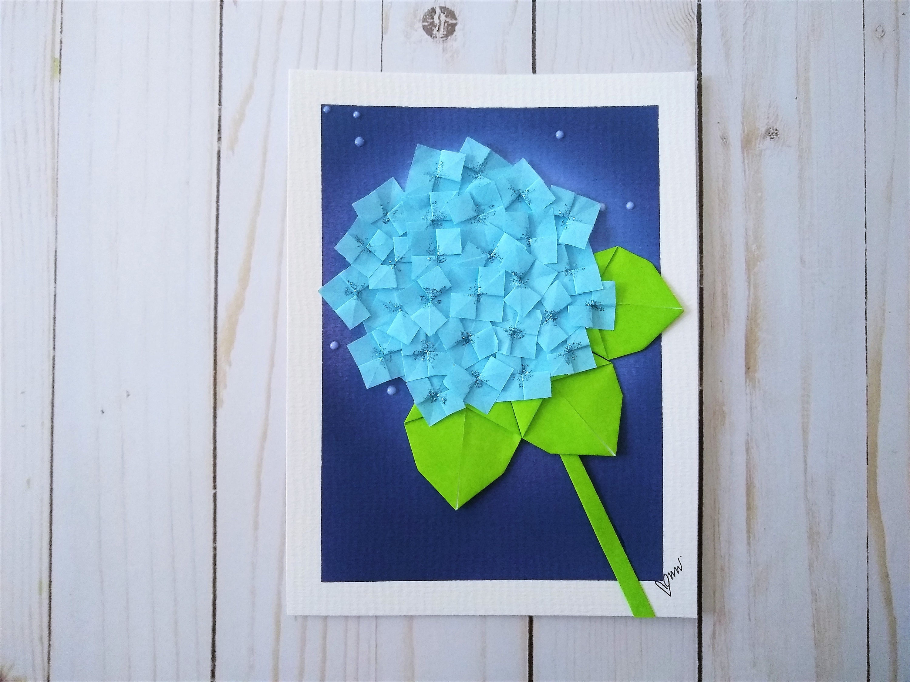 Original Art Handmade Origami Hydrangea Flower 6x8 Mini Wall Art ...