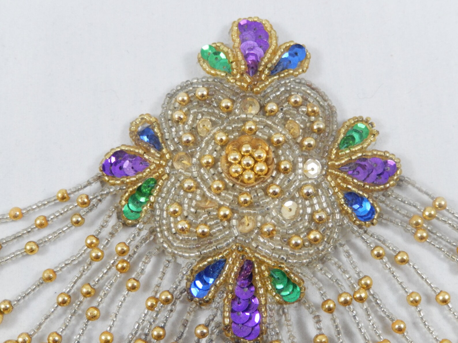 Vintage Large Beaded Applique With Pin, Multiple Bead Dangles, BOHO - Etsy