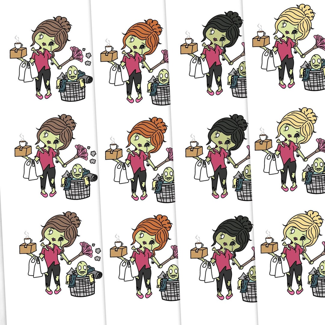 Mombie Velda Zombie Mom Hand Drawn Character Planner Stickers - Etsy
