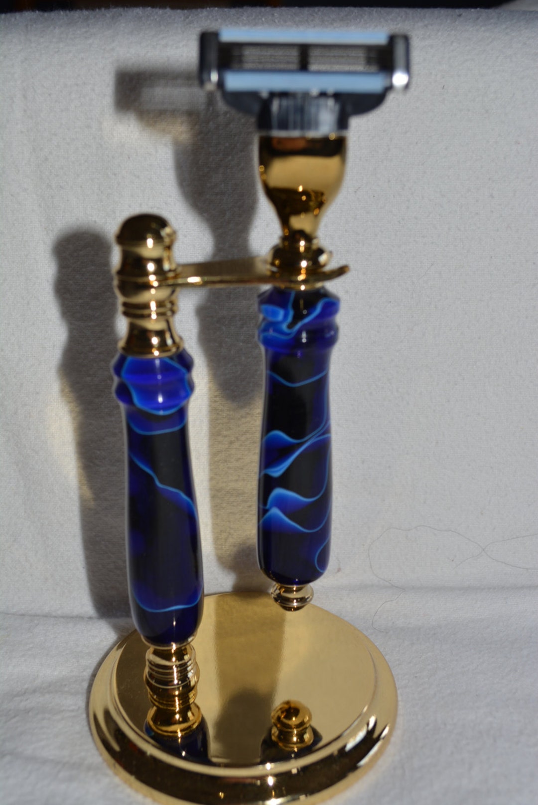 Beautiful Handmade "frozen Waters" 2 Piece Shaving Set Razor/stand ...