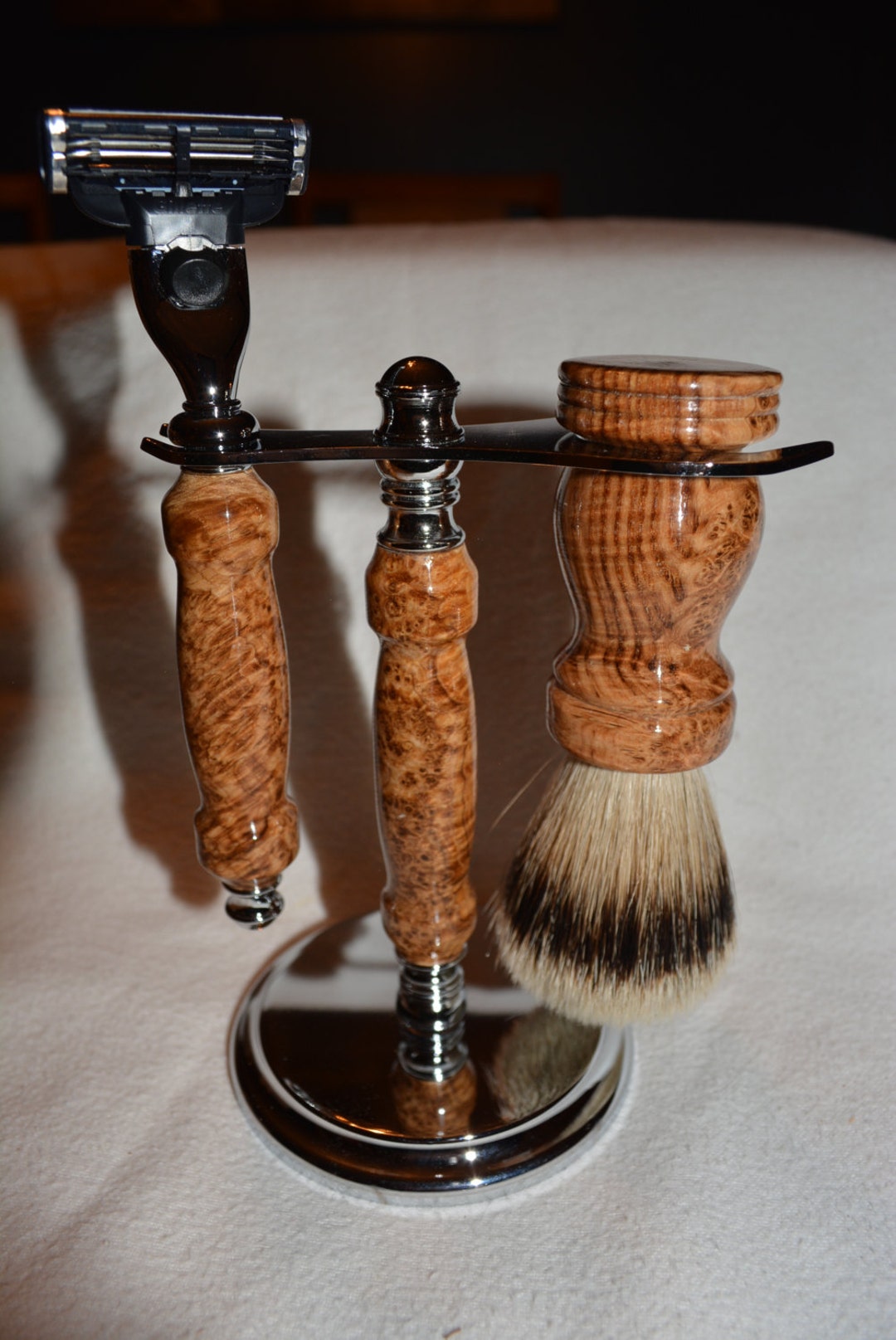 Beautiful Elegant 3 Piece Shaving Set Made From Black Ash Burl - Etsy