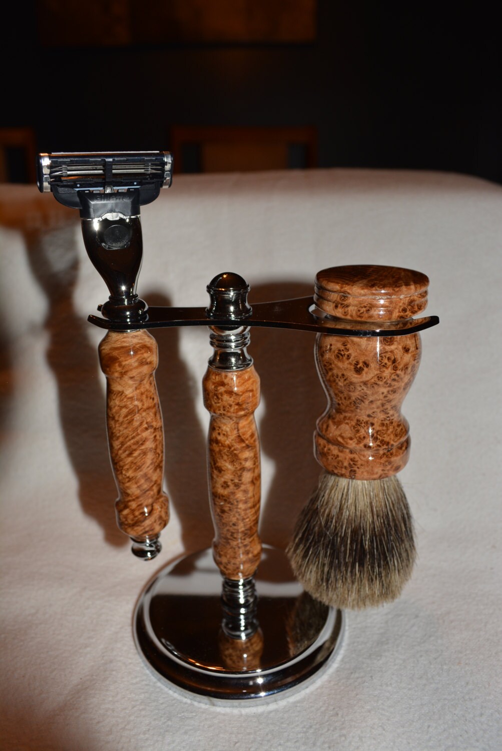 Beautiful Elegant 3 Piece Shaving Set Made From Black Ash Burl - Etsy