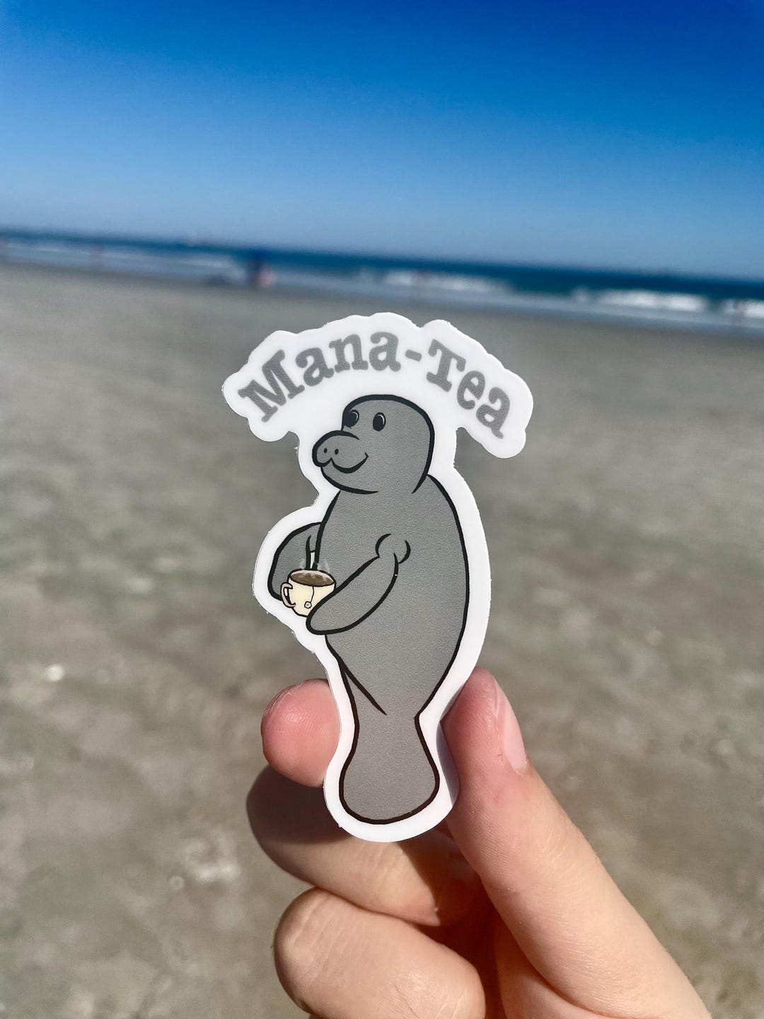 3in Manatee “mana-tea” Sticker - Etsy