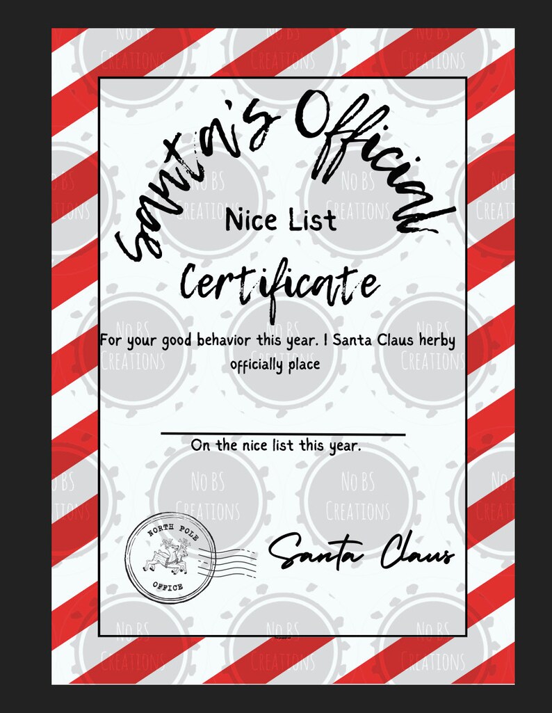 Letter to Santa Printable, Santa Letter Digital, Nice List Certificate ...