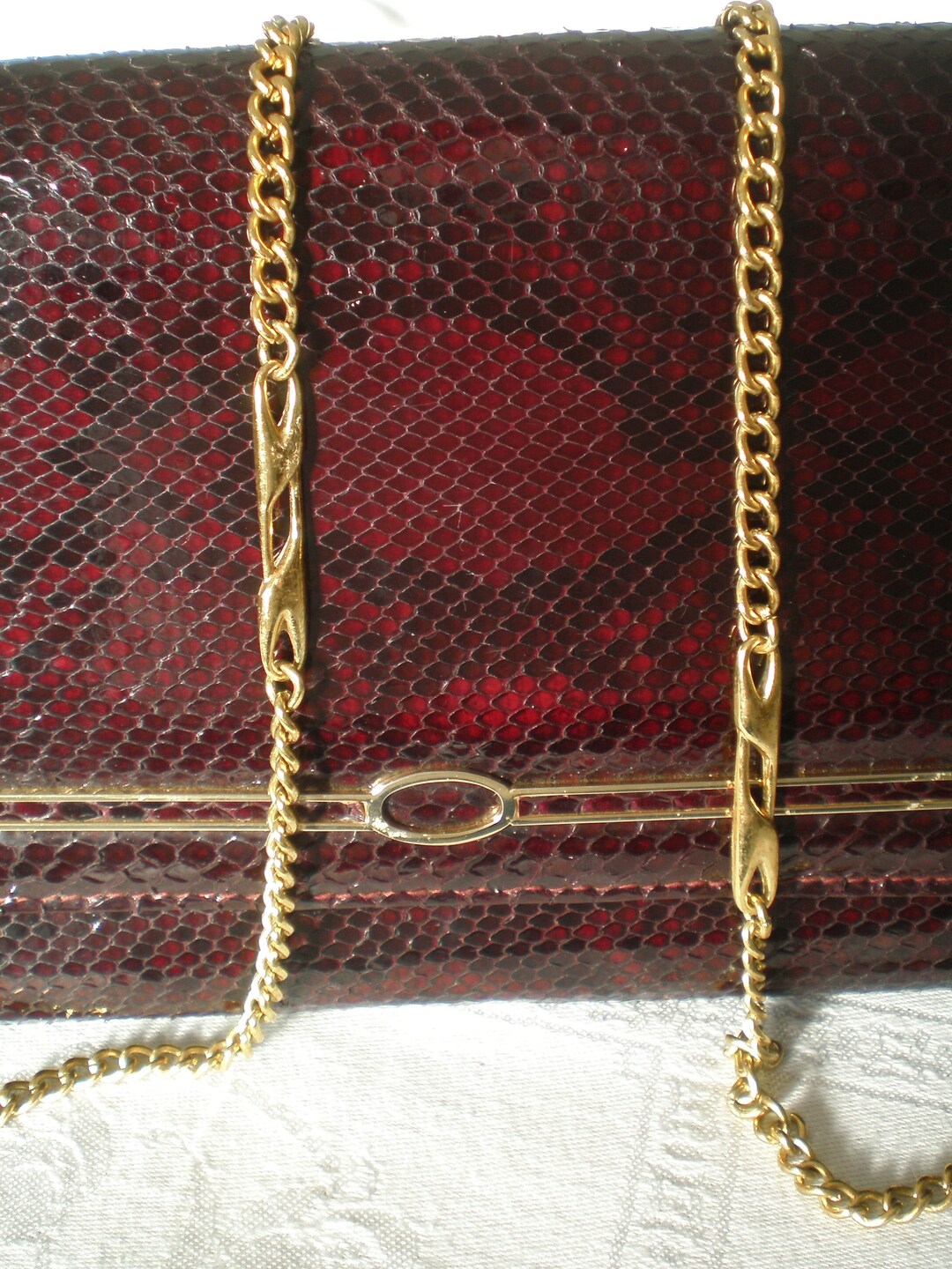 1970s Maroon Snakeskin Leather 2 Way Clutch Bag - Suede & Leather ...