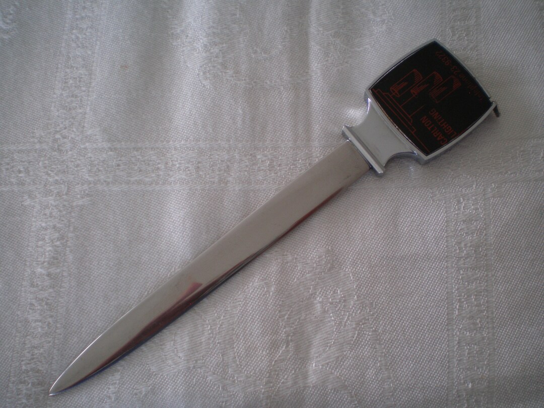 Vintage 1960s Steel Metal Letter Opener With Retractable Metal Tape ...