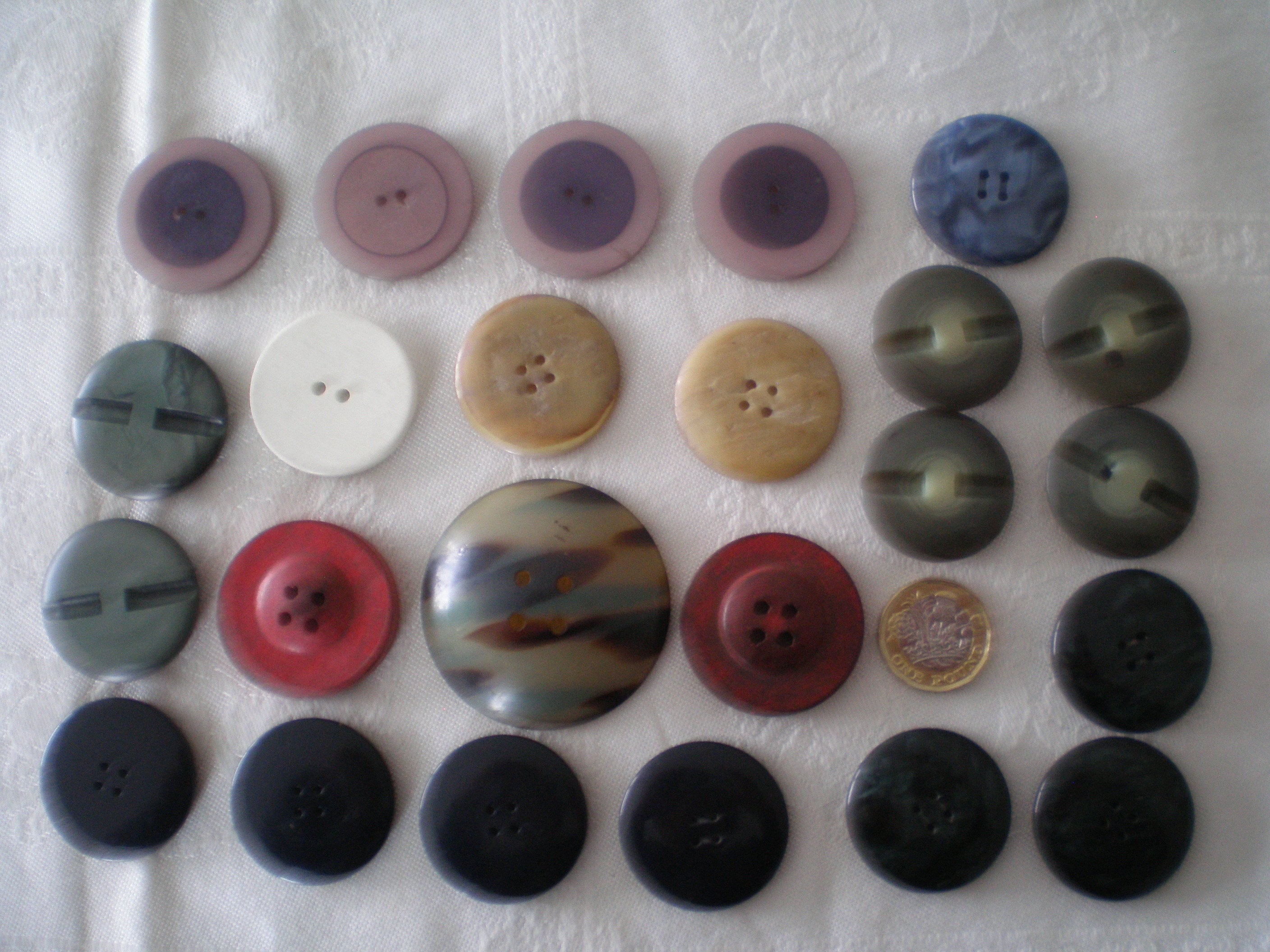 Collection of Vintage Large 35mm. Buttons Early to Mid 20th C. Colours ...