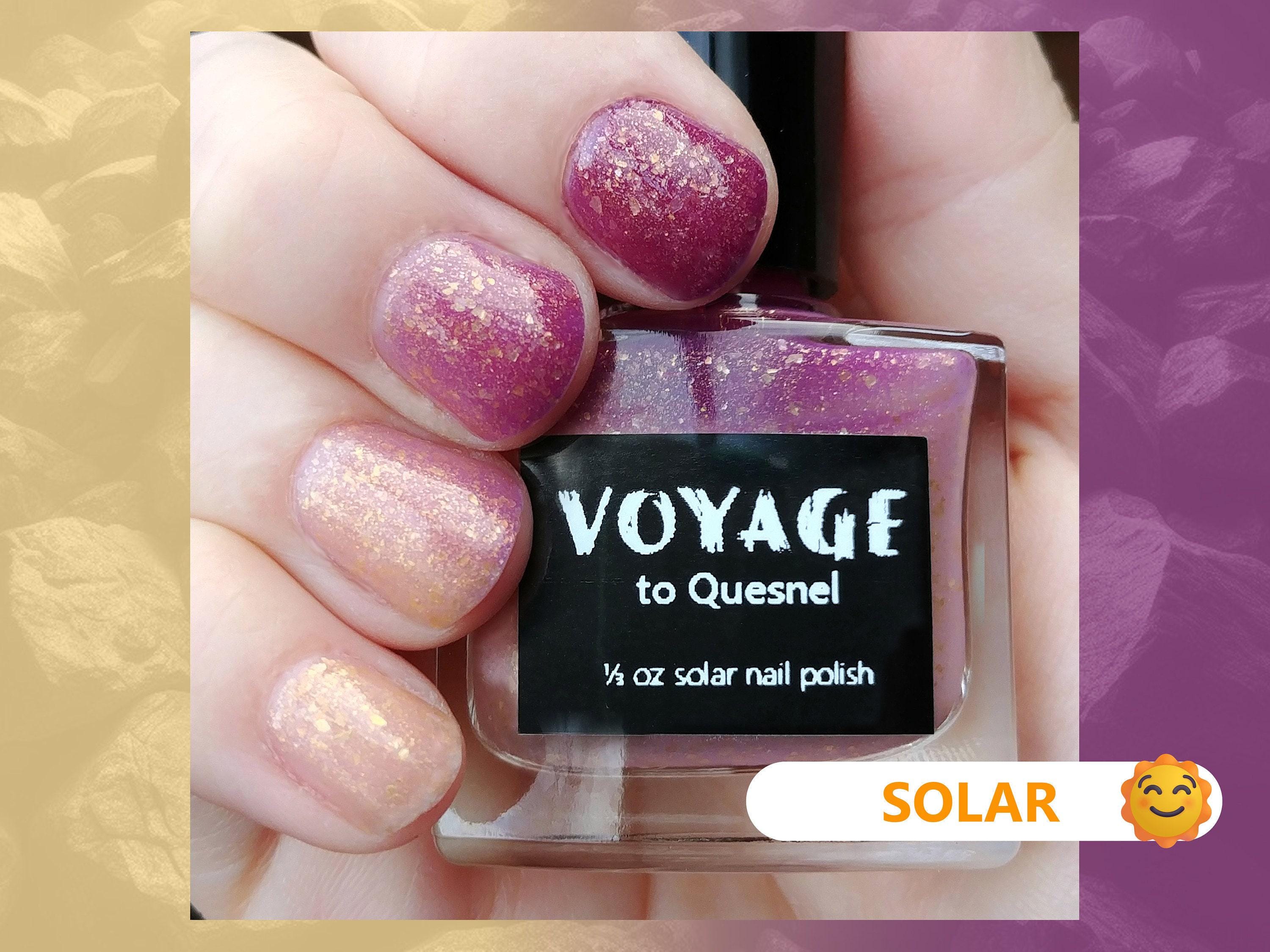 Solar UV Reactive Indie Nail Polish [quesnel] Purple Orchid Gold Flakie ...