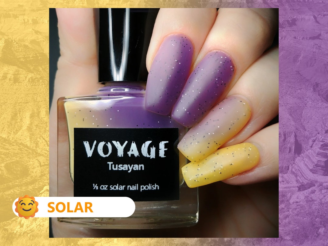 Tusayan: Solar UV Reactive Unique Nail Polish, Yellow Brown Purple Color Shifting Glitter Crelly ...