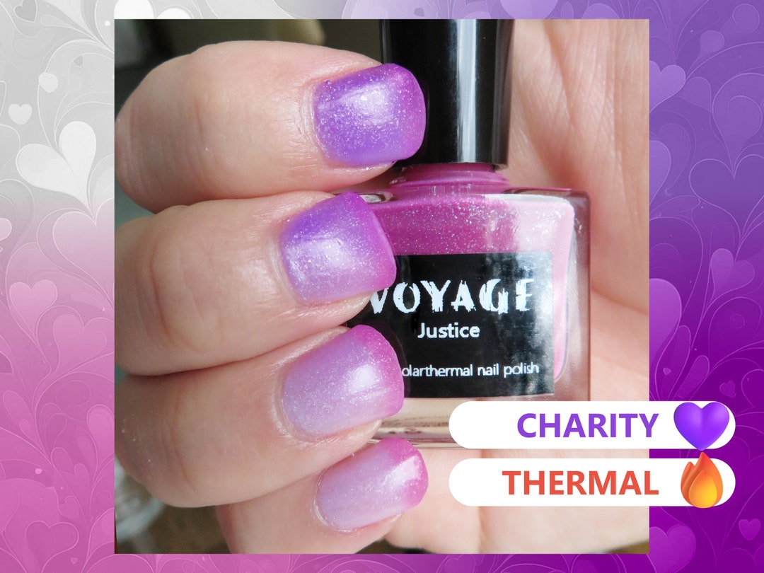 Solarthermal Nail Polish [justice] Color Changing Handmade Pink Purple ...