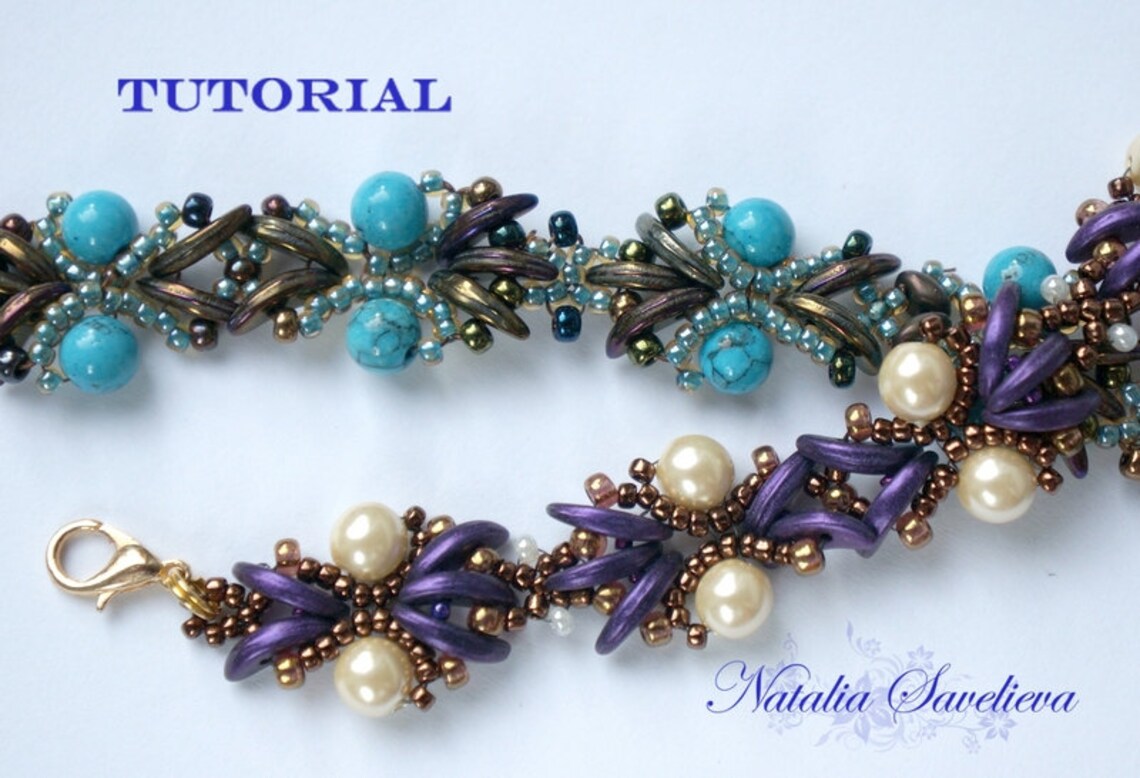 Beading Tutorial, Purple Bracelet, Jewelry Tutorial, Bead Pattern PDF ...