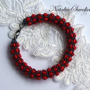 Beading Tutorial, Red Bracelet, Jewelry Tutorial, Bead Pattern PDF ...