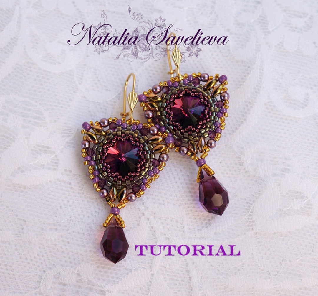 Beading Tutorial, Amethyst Earrings, Jewelry Tutorial, Bead Pattern PDF ...