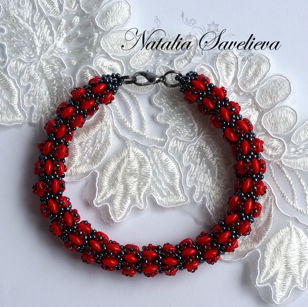 Beading Tutorial, Red Bracelet, Jewelry Tutorial, Bead Pattern PDF ...